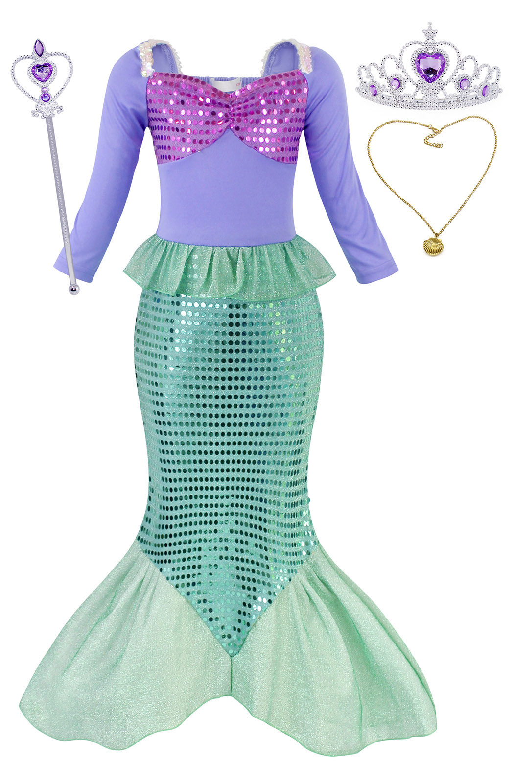 Mermaid Princess Dress for Grils Ariel Costume Halloween Outfits ...