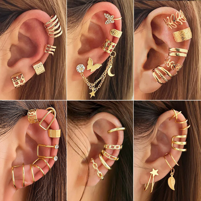 European American Multi Layer Rhinestone U Shape Non Pierced Ear Cuffs ...
