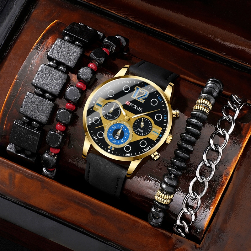 Men Hip Hop Popular Street Style Quartz Watch+4 Jewelry | Shopee ...