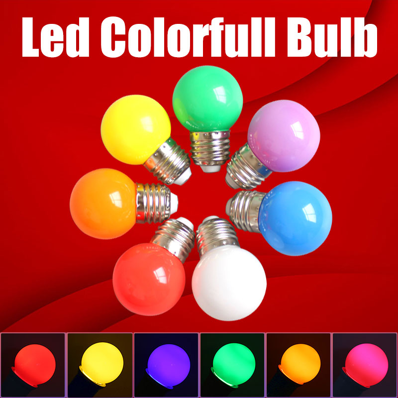 Colorfull Led Bulb, E27 G45 Lamp 1W, Red, Yellow, Blue, Purple, Green ...
