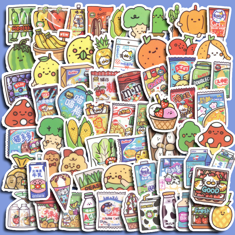 100pcs Cute Snacks Stickers Diy Computer Washi Scrapbooking Stickers ...