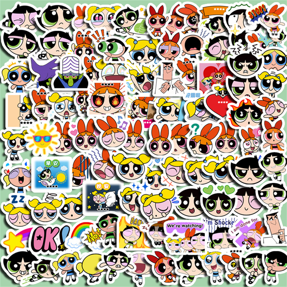 100pcs Cute The Powerpuff Girls Stickers Diy Computer Washi ...