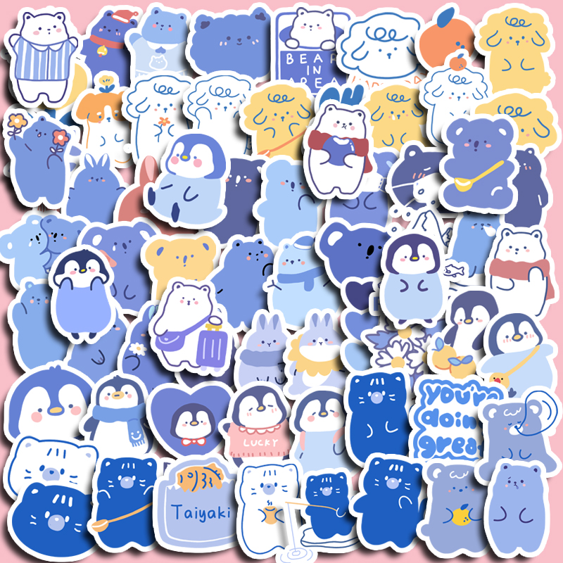 100pcs Cute Blue Soda Stickers Diy Computer Washi Scrapbooking Stickers ...