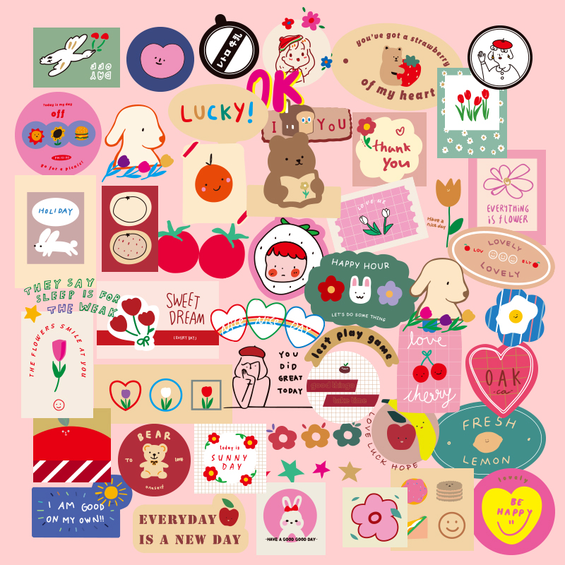 50pcs Cute Sunny Ins Stickers Diy Computer Washi Scrapbooking Stickers ...