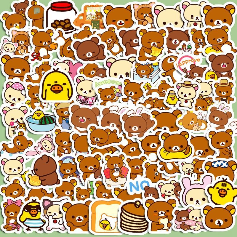100pcs Cute Rilakkuma Stickers Diy Computer Washi Scrapbooking Stickers ...