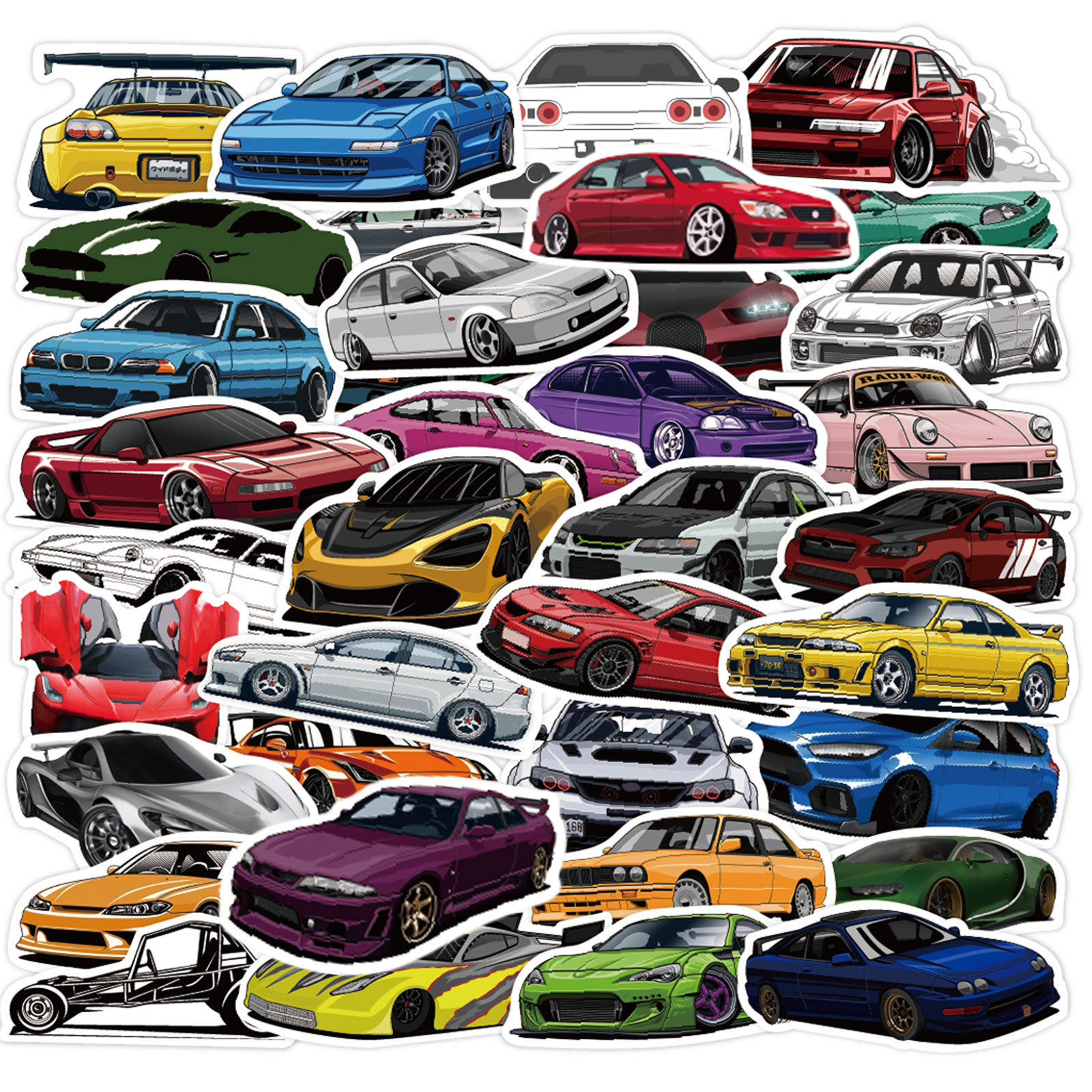 50 pcs Unique Creative Racing Car Stickers, Pretty Cool Aesthetics ...