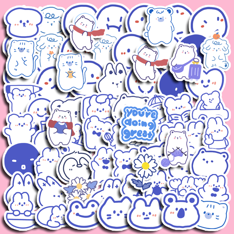 100pcs Cute PepsiCo Blue Bear Stickers Diy Computer Washi Scrapbooking ...