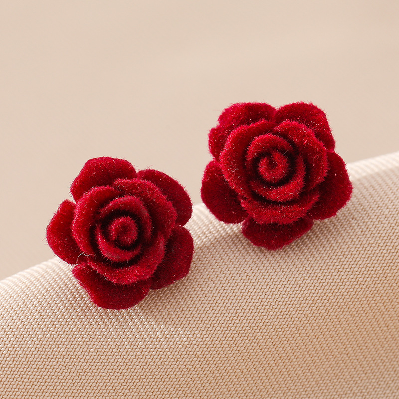 Vintage-Inspired Red Rose Earrings, Minimalist Chic Design for Women ...