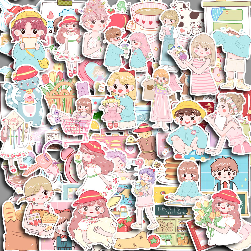 80pcs Cute Girl Stickers Diy Computer Washi Scrapbooking Sticker ...
