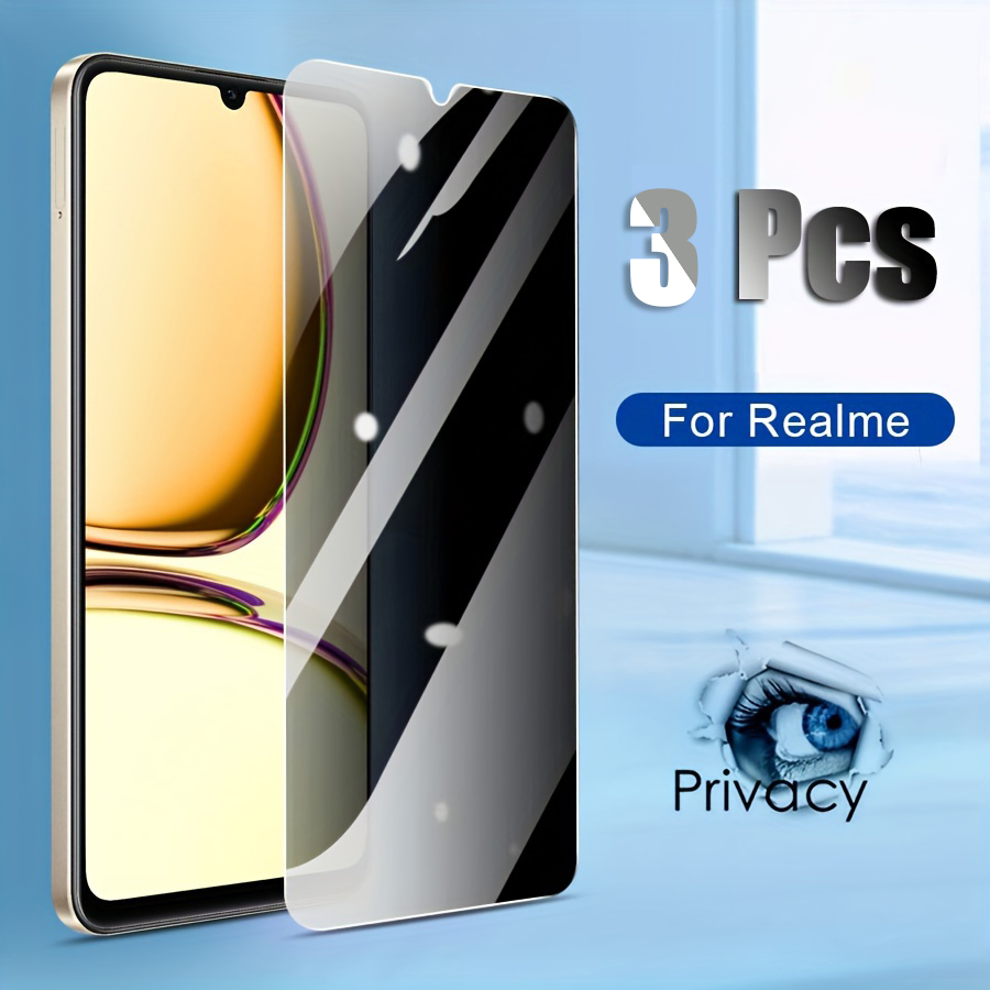 3 Pieces Privacy Tempered Screen Protector For Realme 7 7i 8 8i 9 9i C3 ...