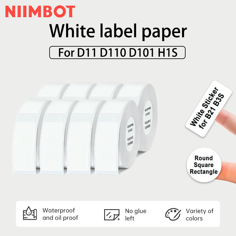 Niimbot D11/D110/D101 (White Color)Thermal Label 12-15mm Name Sticker White Color Label Paper ...