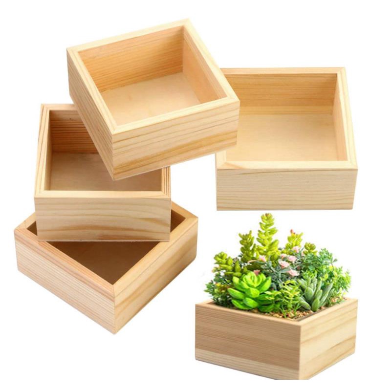 Wooden meat storage box, solid wood box, balcony living room, potted ...