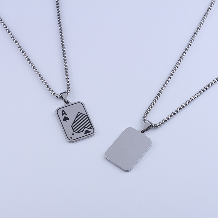 New Arrive Stainless Steel Playing Card Necklace Hip Hop Titanium Steel ...
