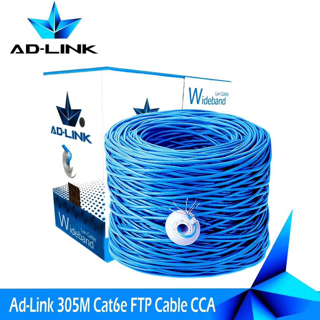Ad-Link 305M Indoor CAT6E FTP Cable CCA Blue 1000FT (Foiled Twisted ...