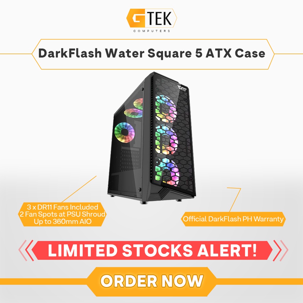 DarkFlash Water Square 5 Mesh ATX PC Case w/ 3 Fans | Shopee Philippines