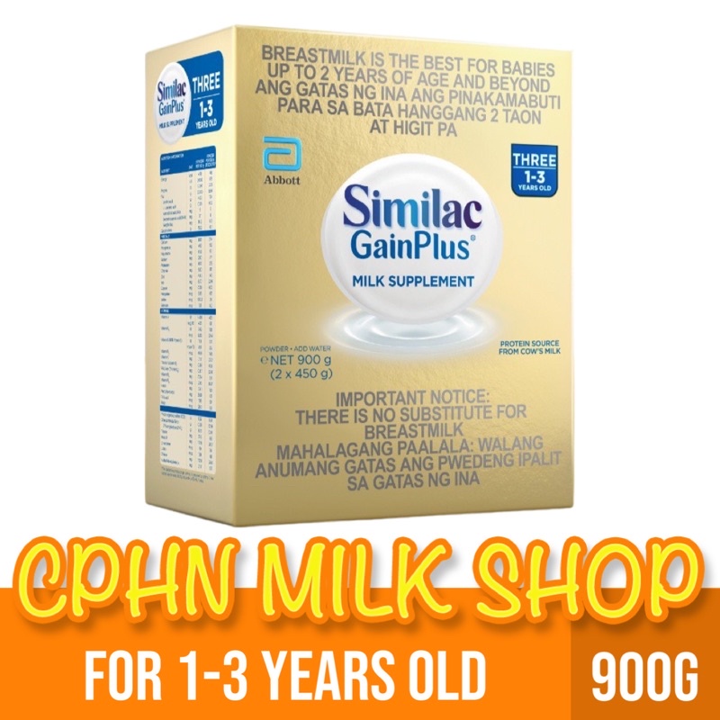 Similac GainPlus 900g for 1-3 Years Old Milk Supplement | Shopee ...