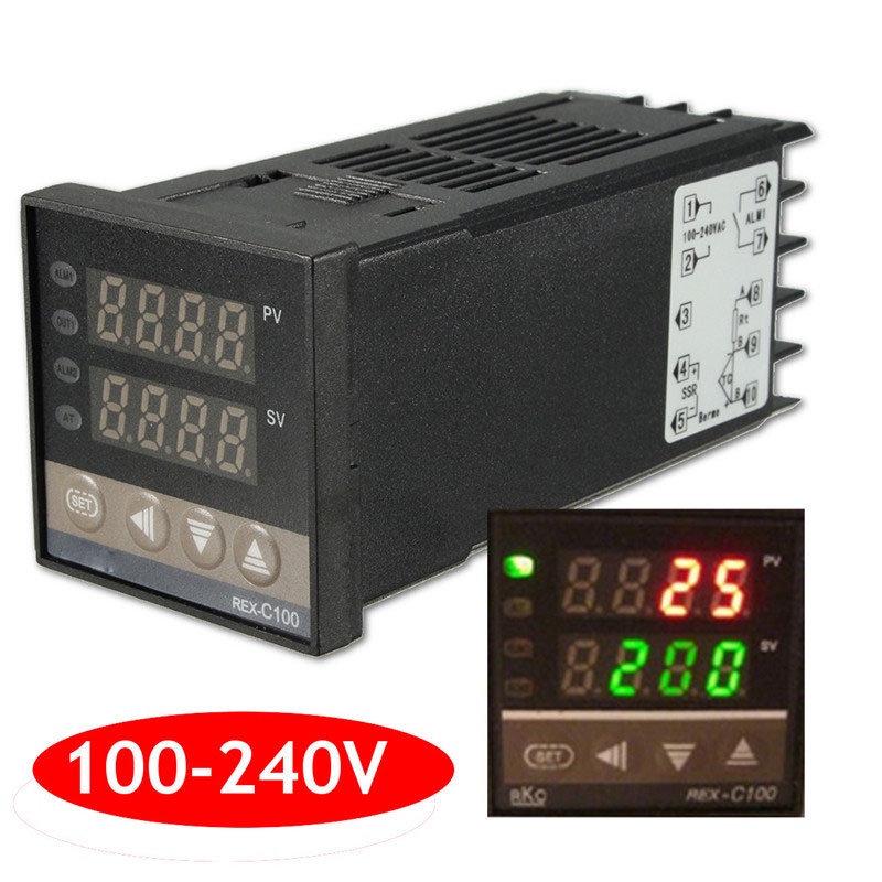 REX-C100 Digital PID Temperature Controller Thermostat SSR output + Max.40A SSR Relay + K ...