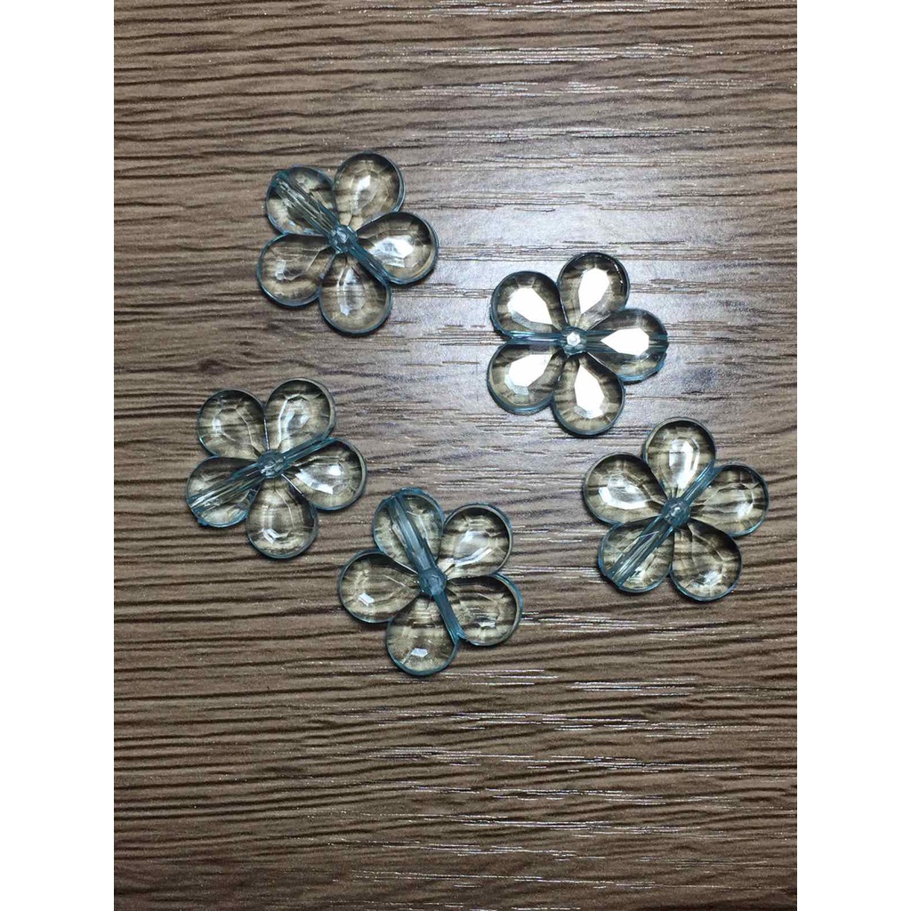 10 pcs 20mm DIY Beads Five Petal Flower Sky Blue Bead Charm | Shopee ...