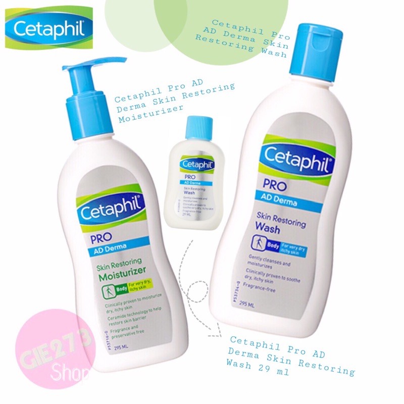 Package: CETAPHIL Pro AD Derma Skin Restoring Wash & Moisturizer 295ml ...