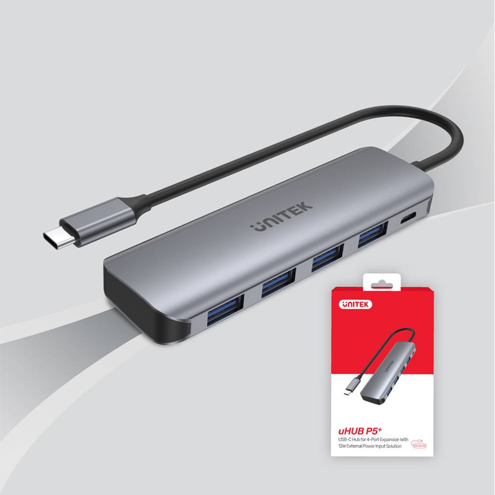 UNITEK UHUB P5+ 4 USB-A PORTS POWERED USB TYPE-C HUB WITH USB3.1 GEN 1 ...