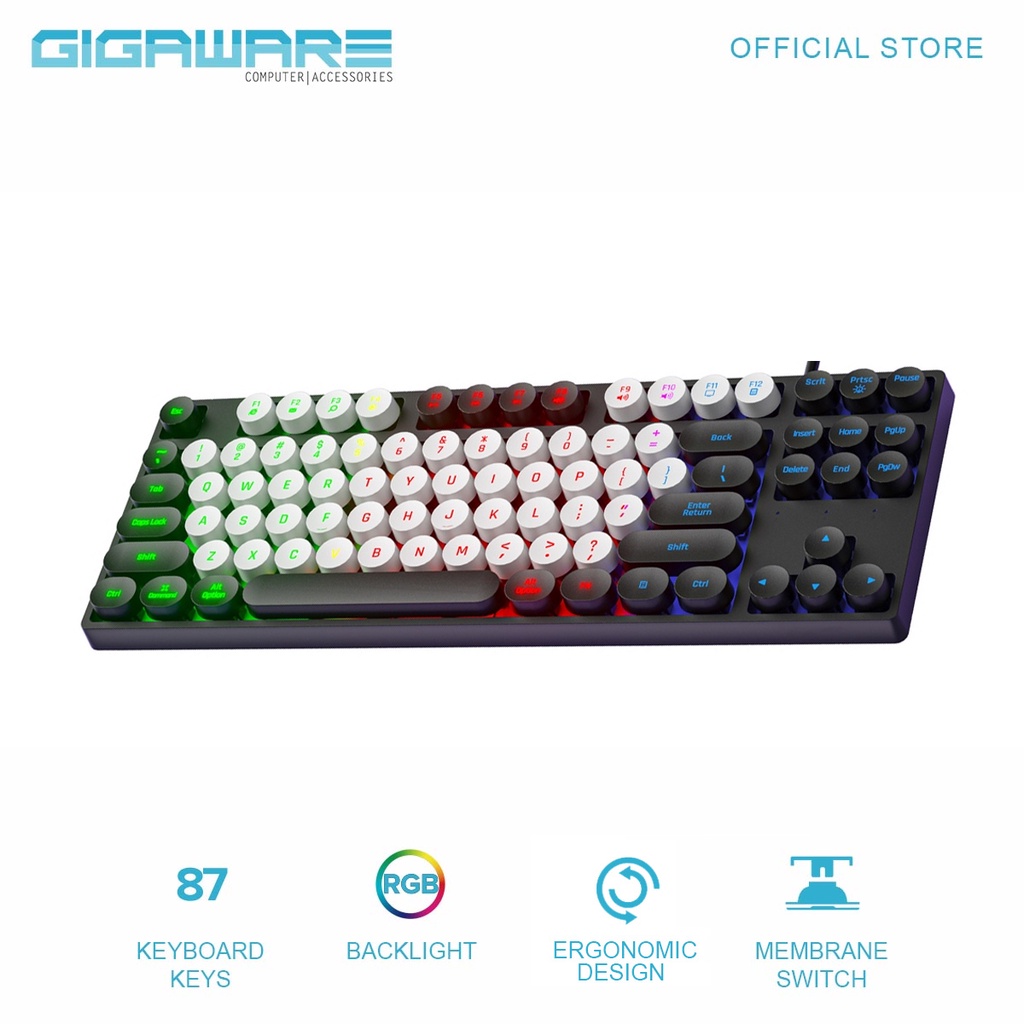 Dark Alien DK100 87 Keys Retro Punk Keyboard RGB LED Suspended Membrane Keyboard | Shopee ...