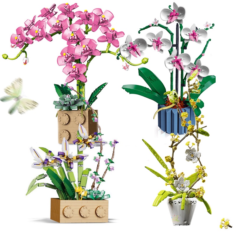 Lego compatible Orchid /Osmanthus fragrans Flower Bouquet DIY Assembly ...