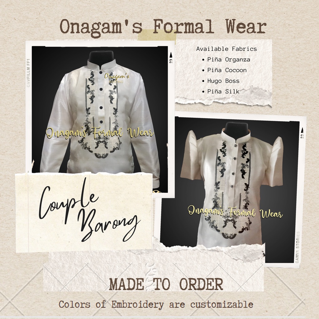 Filipiniana Dress and Barong Tagalog ( Couple Barong ) | Shopee Philippines