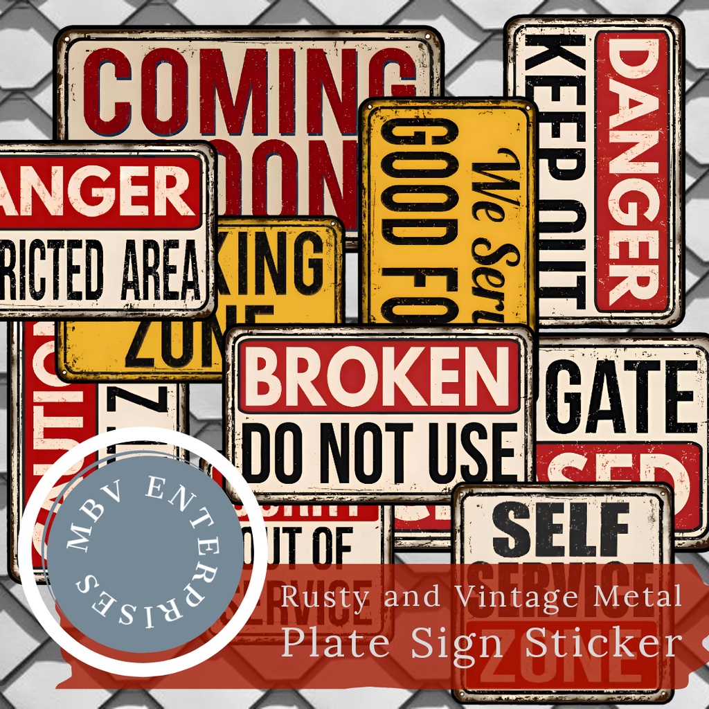 Sticker Signage Rusty Design Waterproof A5 | Shopee Philippines