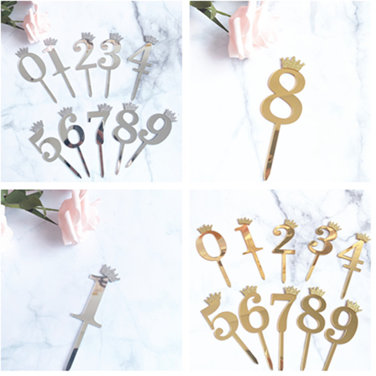 [Spot] Gold/Silver Acrylic Crown Number Cake Topper | Shopee Philippines