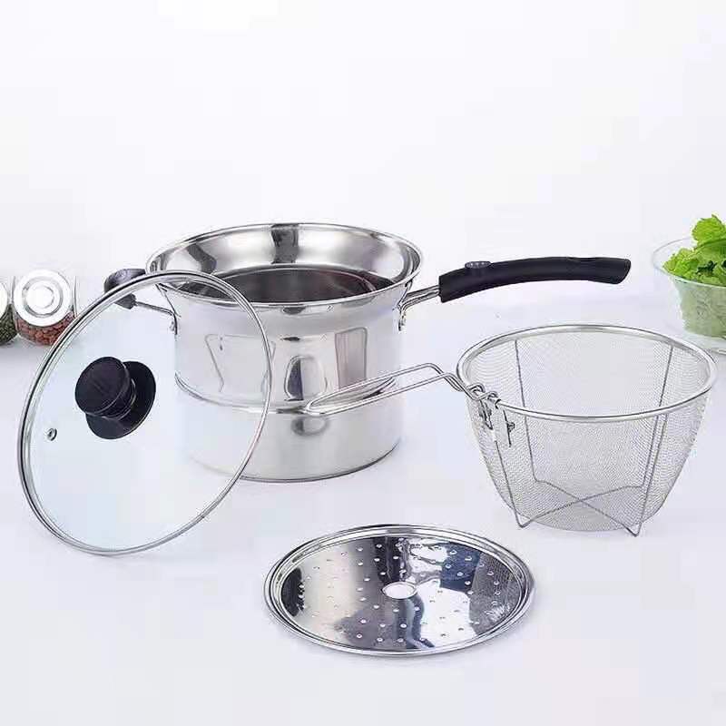 STEAMER AND FRYING POT / 22cm STEAM AND DEEP FRYING COOKING POT WITH ...