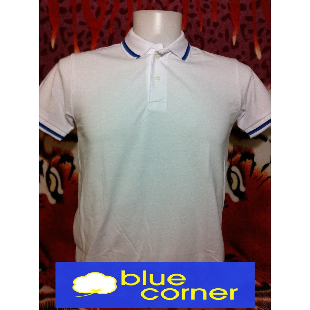 Blue Corner Plain White Polo with Lining | Shopee Philippines