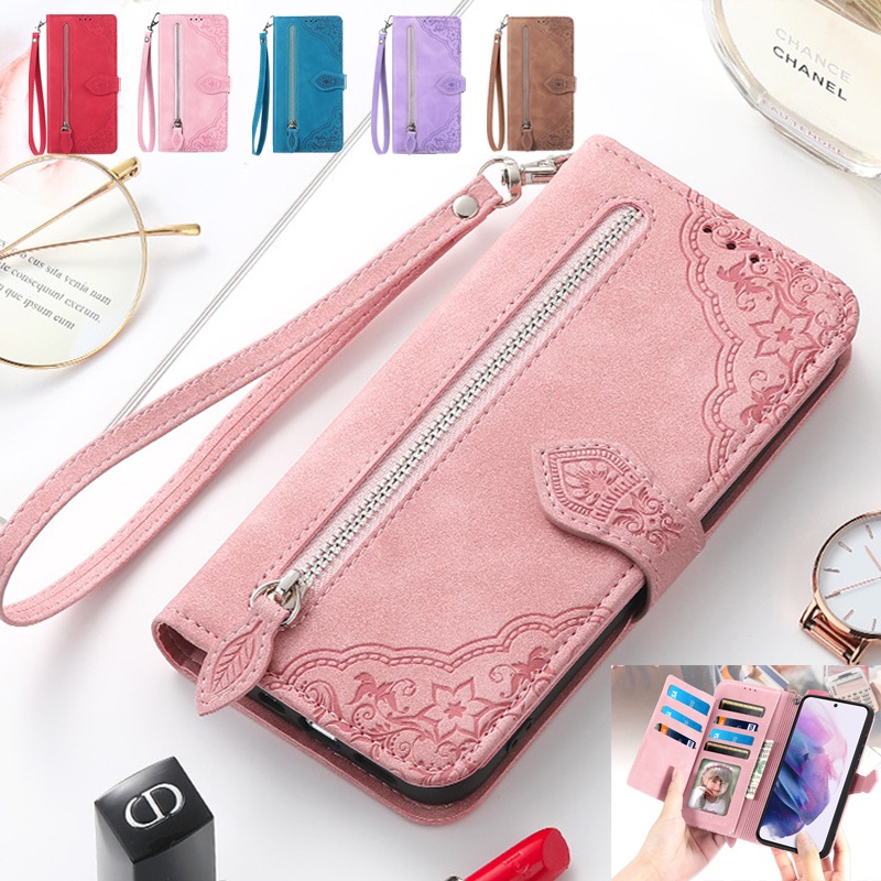 Zipper Leather Case For Samsung A8 Plus A7 A5 2018 A750 F62 F52 F12 F23 ...