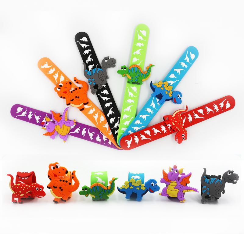 Kid's Cartoon Dinosaur Slap Bracelet Rubber Wristband Bangle Kids Party ...