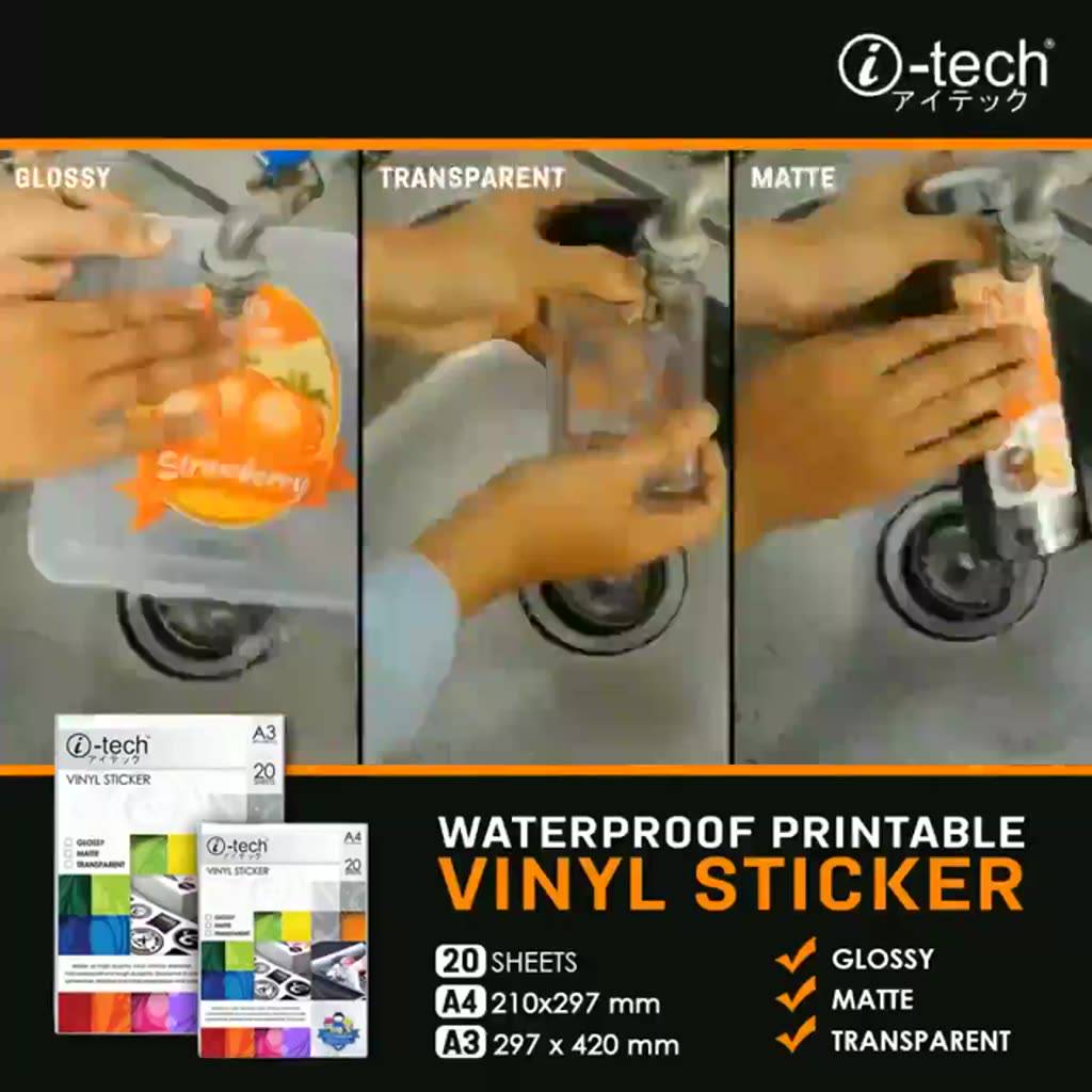 ITech Vinyl Sticker Waterproof Matte / Glossy / Transparent A4 20sheets | Shopee Philippines