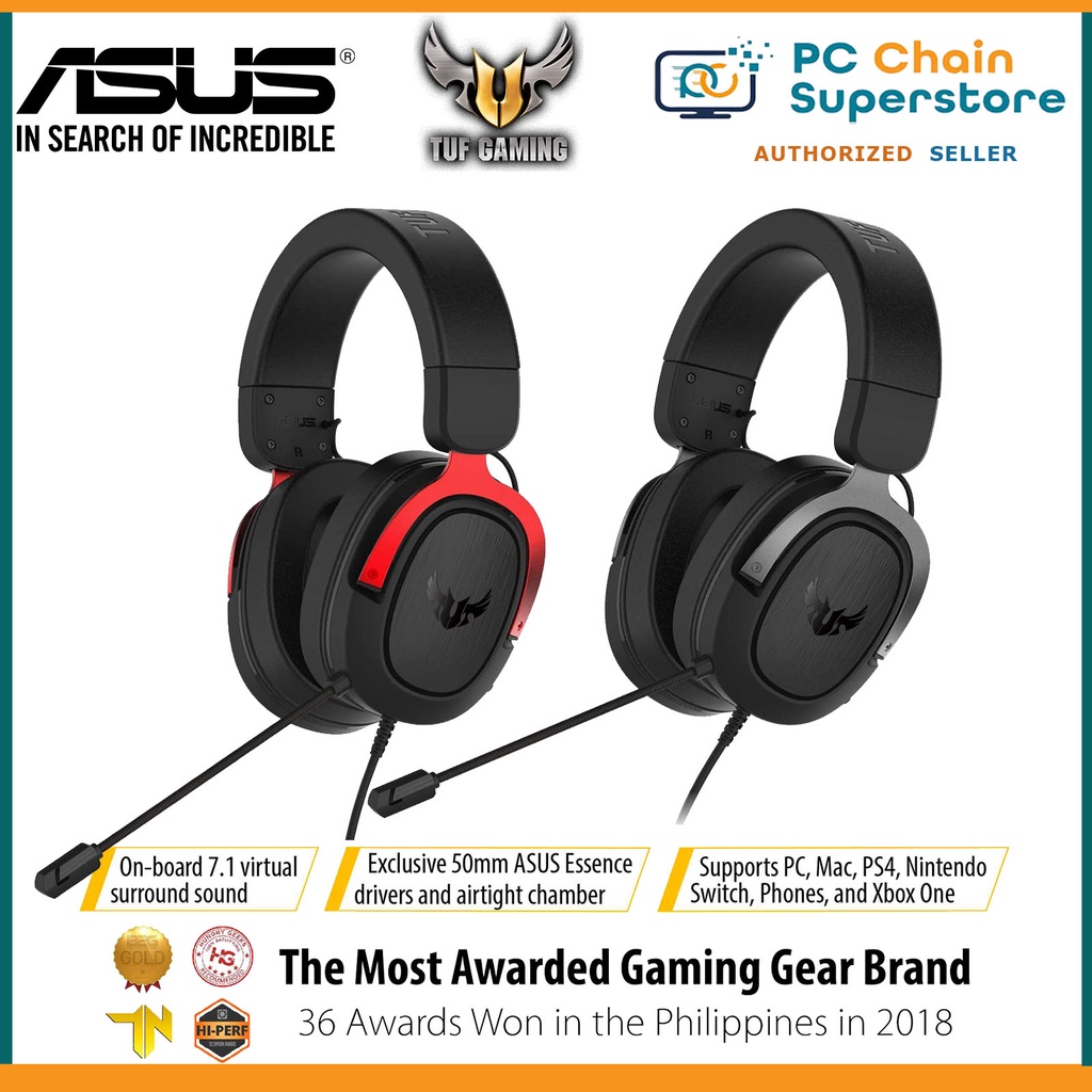 ASUS TUF Gaming H3 with 7.1 Virtual Surround Sound gaming headset ...