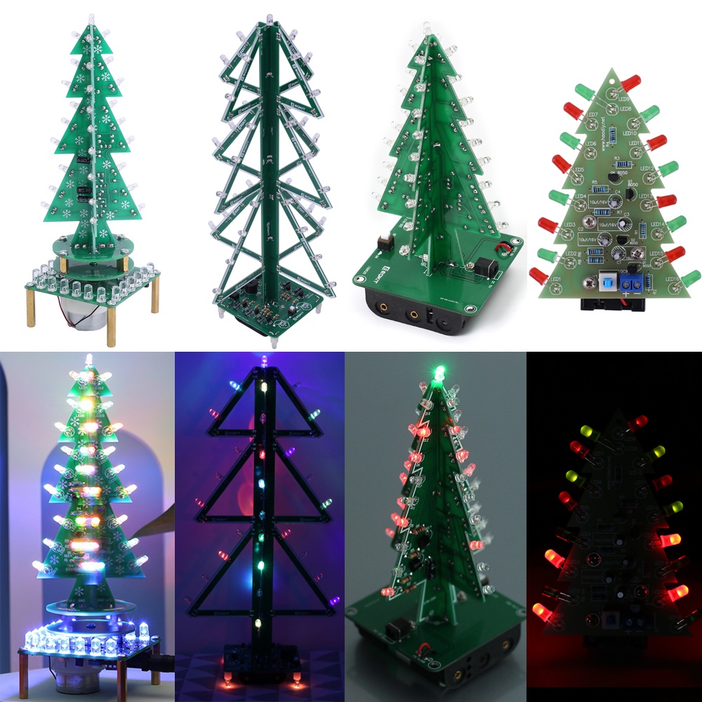 DIY Kit RGB Auto-Rotate Music Christmas Trees LED Kit Flash LED Light ...