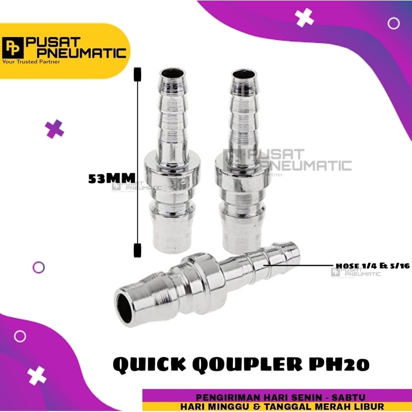 QUICK COUPLER Type PH20 for Cowo Coupler + 1/4" Tube nepel Hose ...