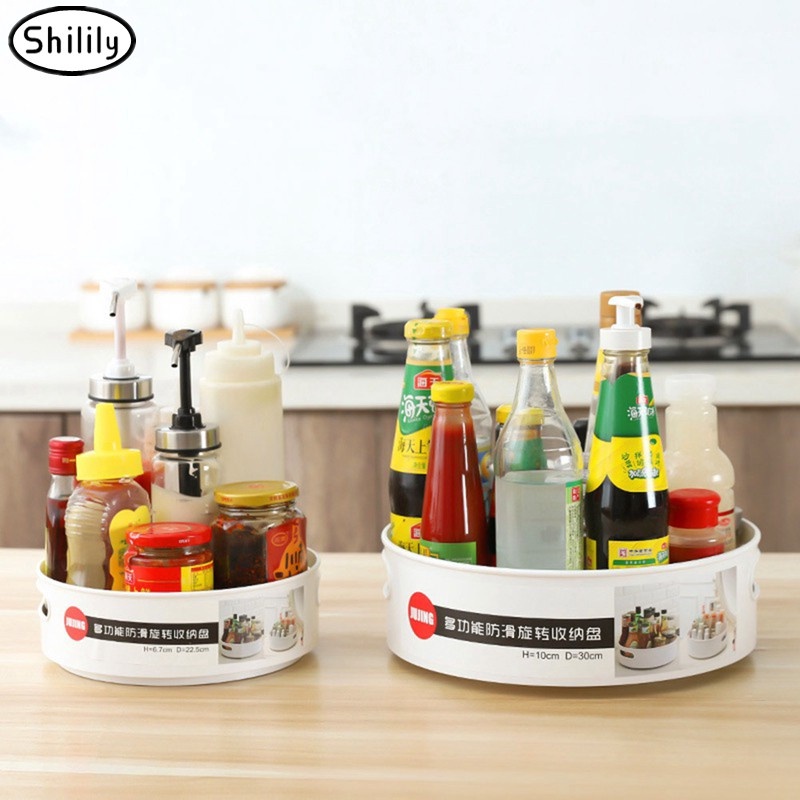 Silily Rotating 360° Bottle Condiments Organizer Storage Spinning Tray ...