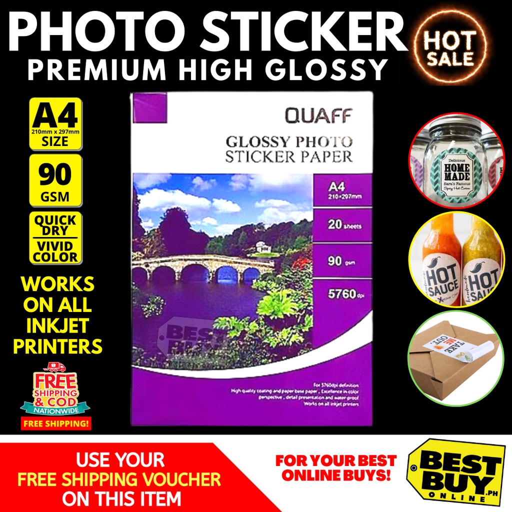 Quaff Glossy Photo Sticker Paper 90gsm A4 Size | Shopee Philippines