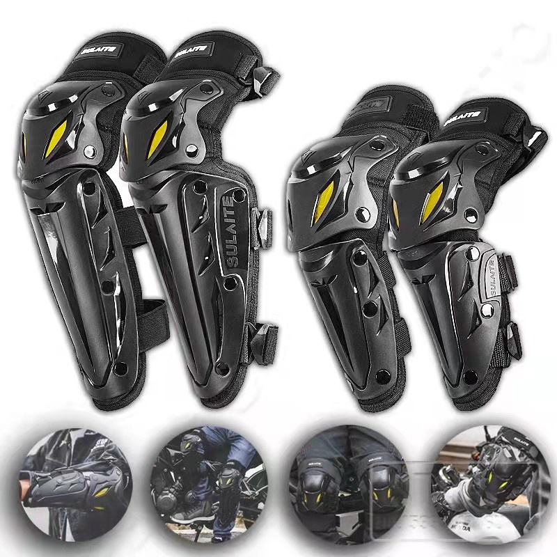 KNEE PAD FOR MOTORCYCLE RACING, 4 IN 1 KNEE AND ELBOW BODY GUARD SET ...