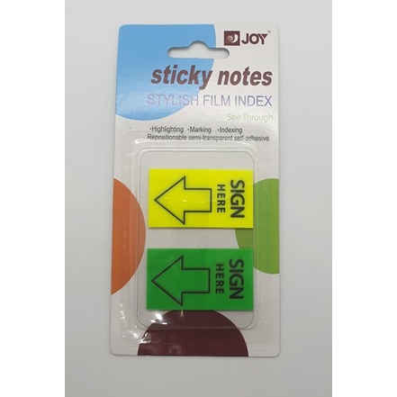 Joy Sticky Notes Sign Here Arrow Flag Sticky Note PET 5 in 1 Sold Per ...