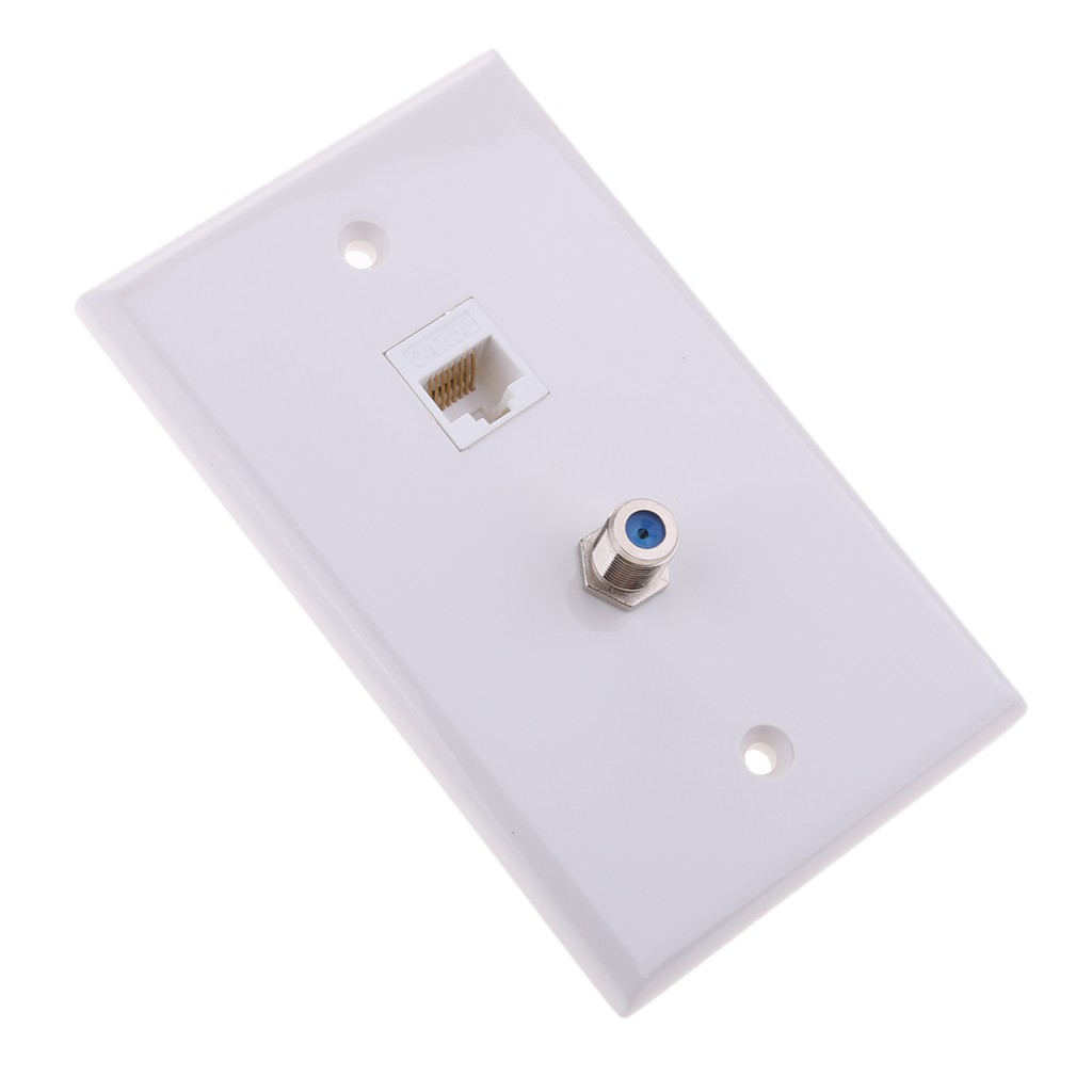Coaxial F Connector Ethernet Network RJ45 Jack Wall Plate Socket Outlet ...
