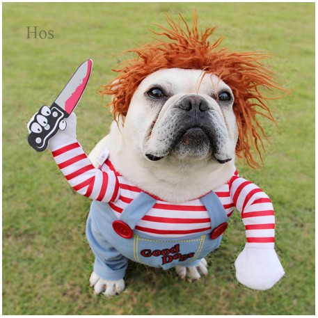 Spot Deadly Doll Halloween Scary Dog Costumes Funny Pet Clothes Cosplay ...