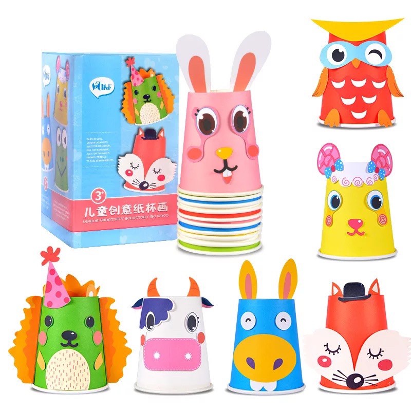 Animal puppet cup making kit educational activity for kids | Shopee ...
