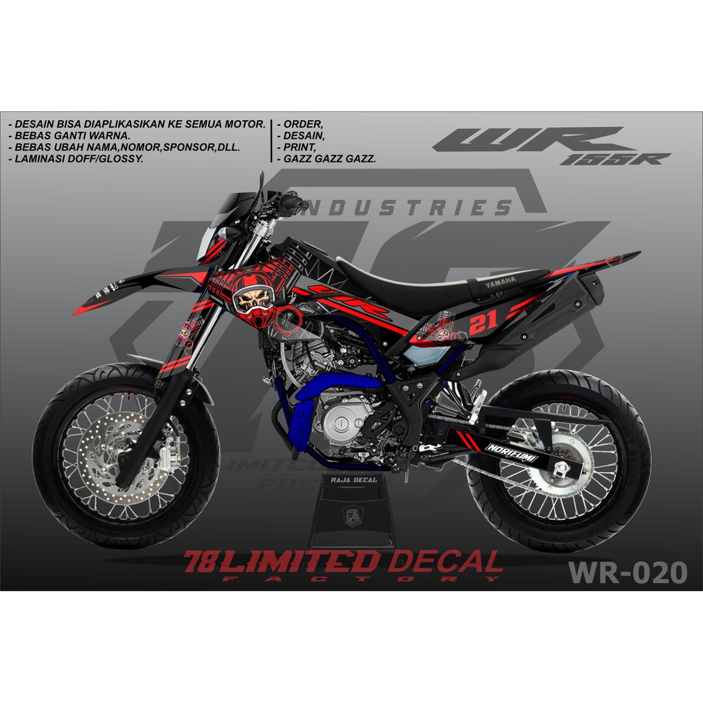 Yamaha WR 155 Fullbody Custom Skull Supermoto Sticker Decal WR 020 Code ...