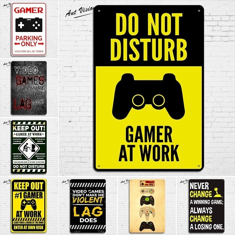 Do Not Disturb Gamer at Work Vintage Tin Signs Metal Posters Home House ...