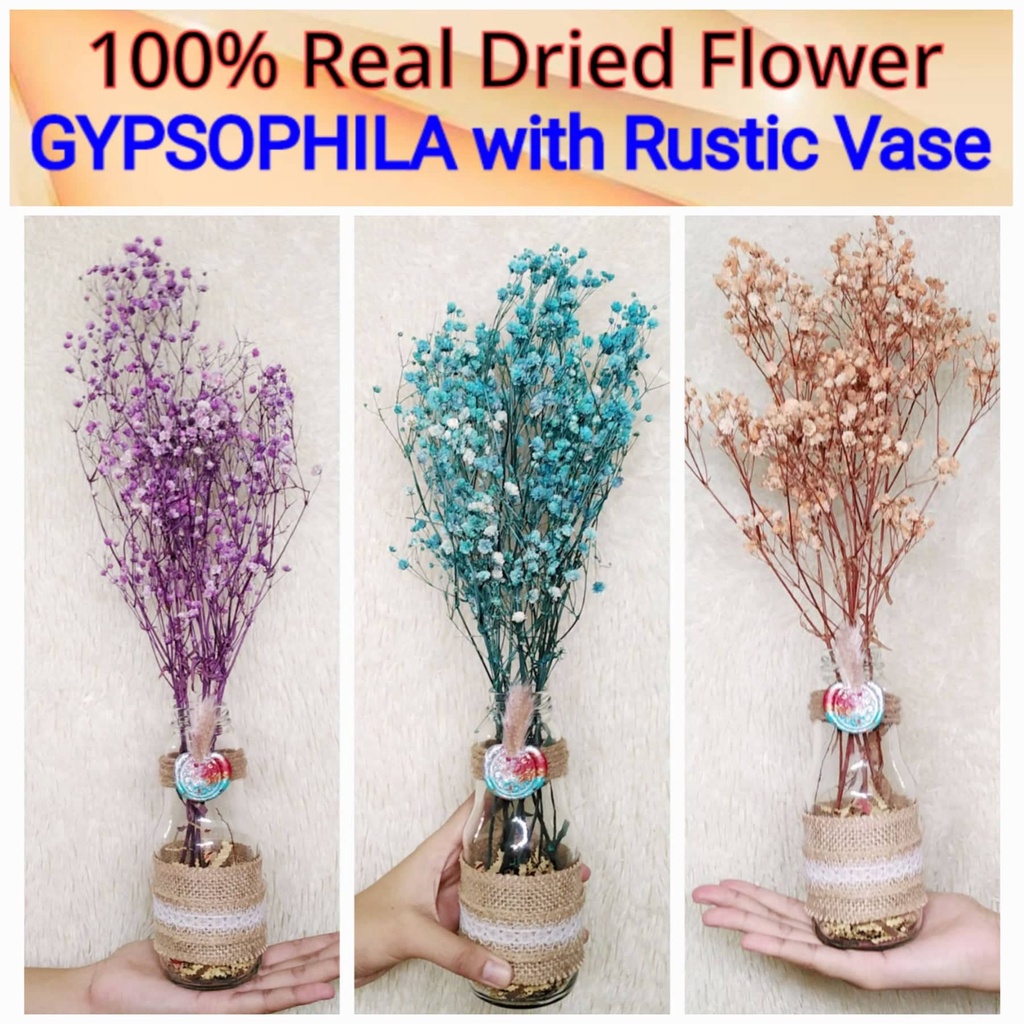 Dried GYPSOPHILA flowers with Rustic Vase | Shopee Philippines