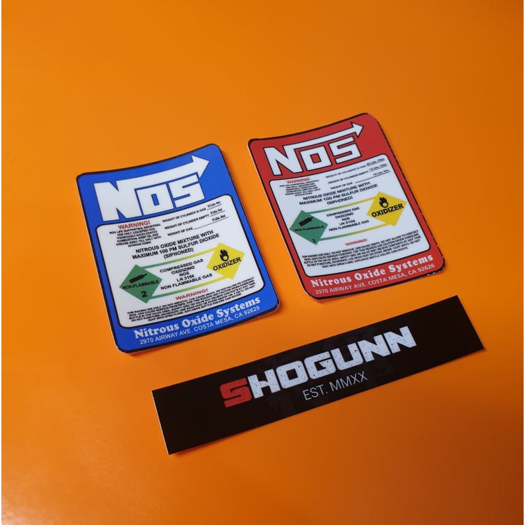 DIE CUT JDM NOS NITROUS OXIDE BOTTLE LABEL Laminated Vinyl Sticker ...