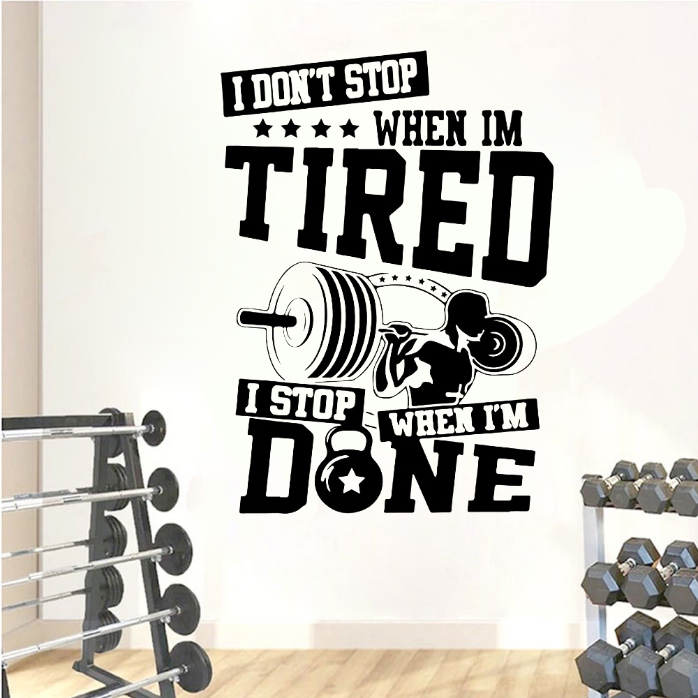Inspirational Gym Quote Wall Decals Fitness Bodybuilding Crossfit Vinyl ...