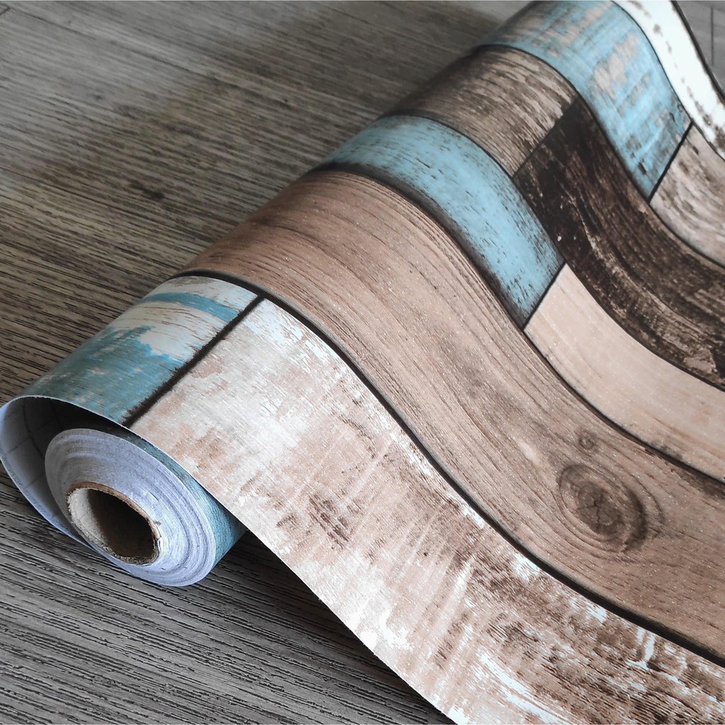 Wall Sticker Wood Planks Scrap 45cmX10m Self Adhesive 3D Waterproof PVC ...